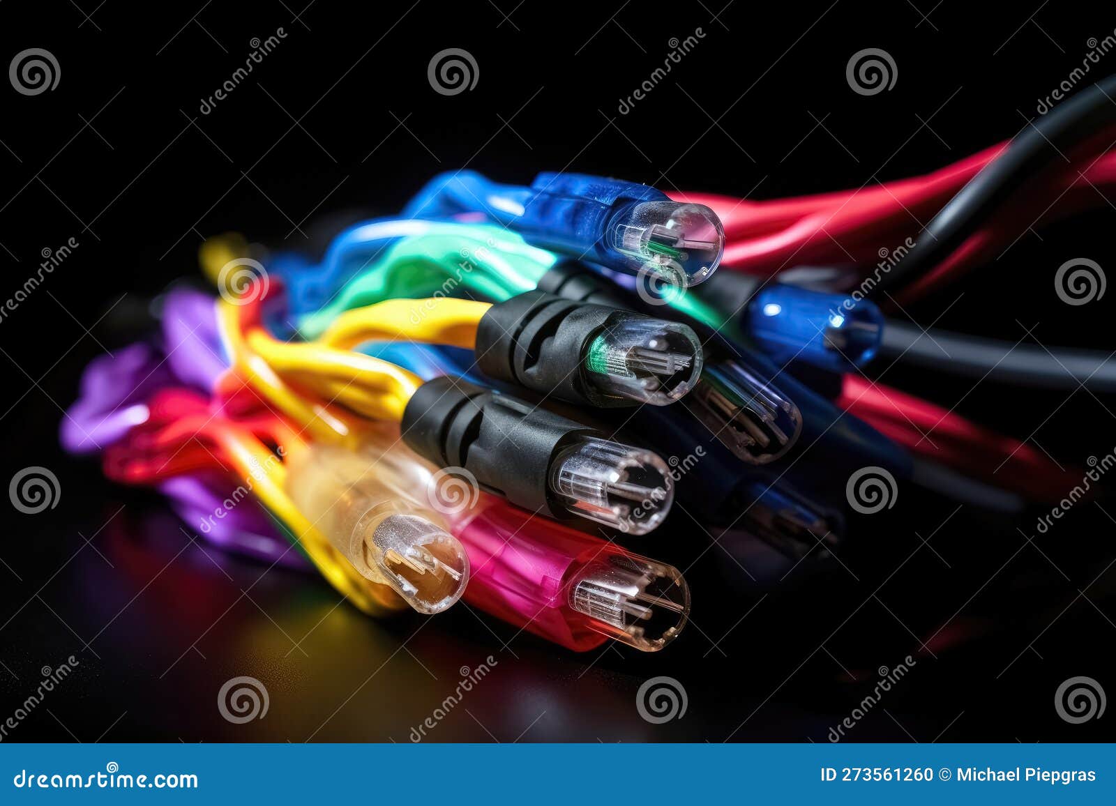 A Bundle of Brightly Coloured Fibre Optic Cables Created with ...