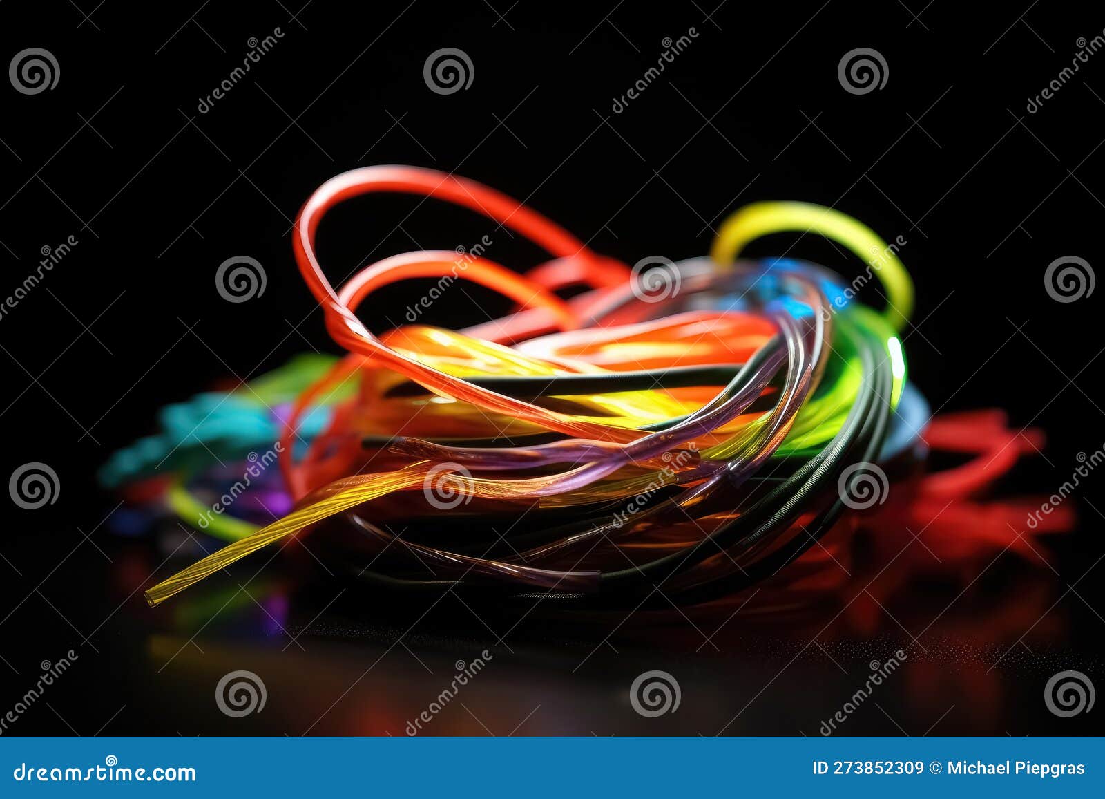 A Bundle of Brightly Coloured Fibre Optic Cables Created with ...