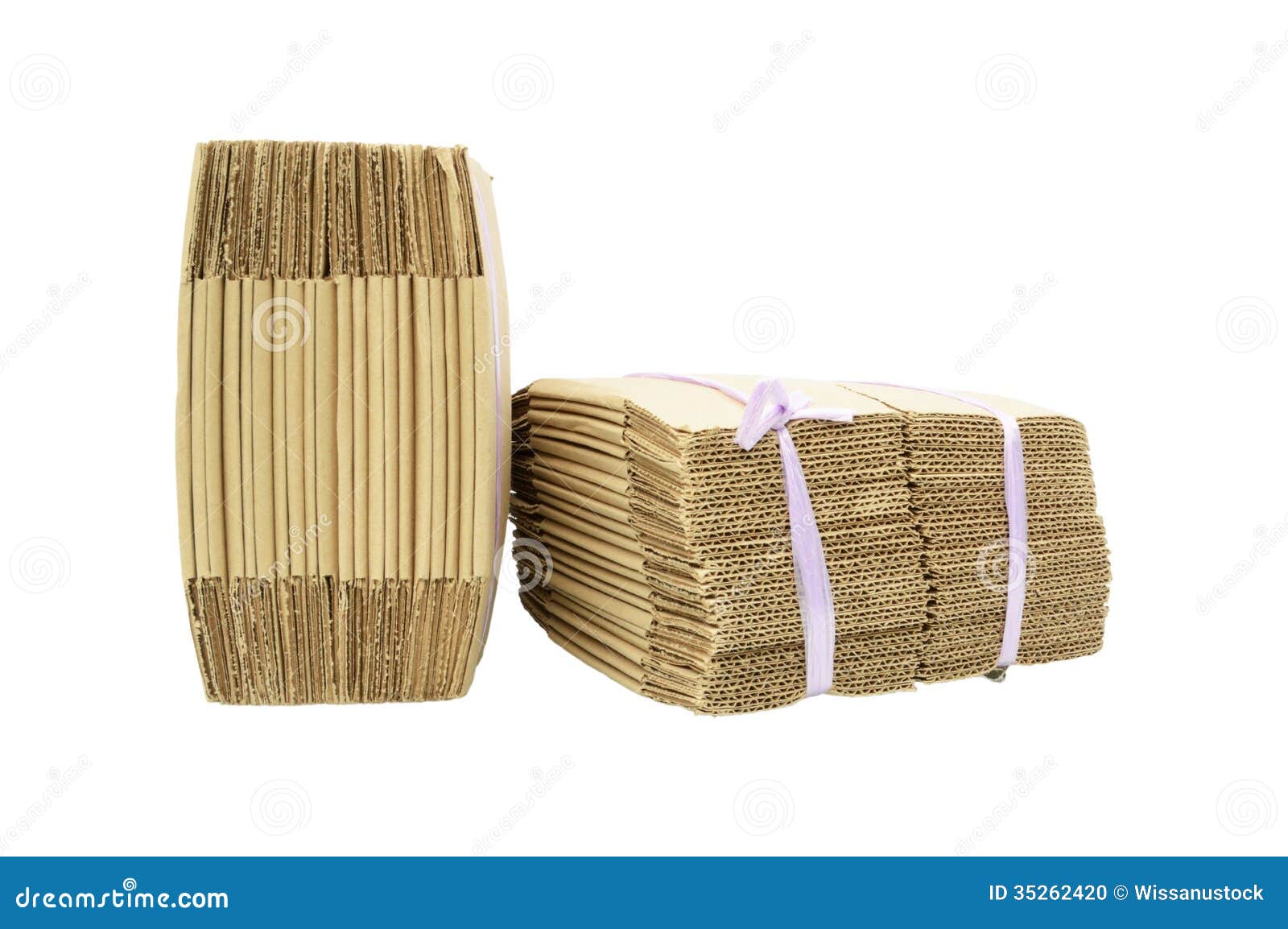 Bundle Brown Cardboard Box Isolated on White Stock Photo - Image of ...