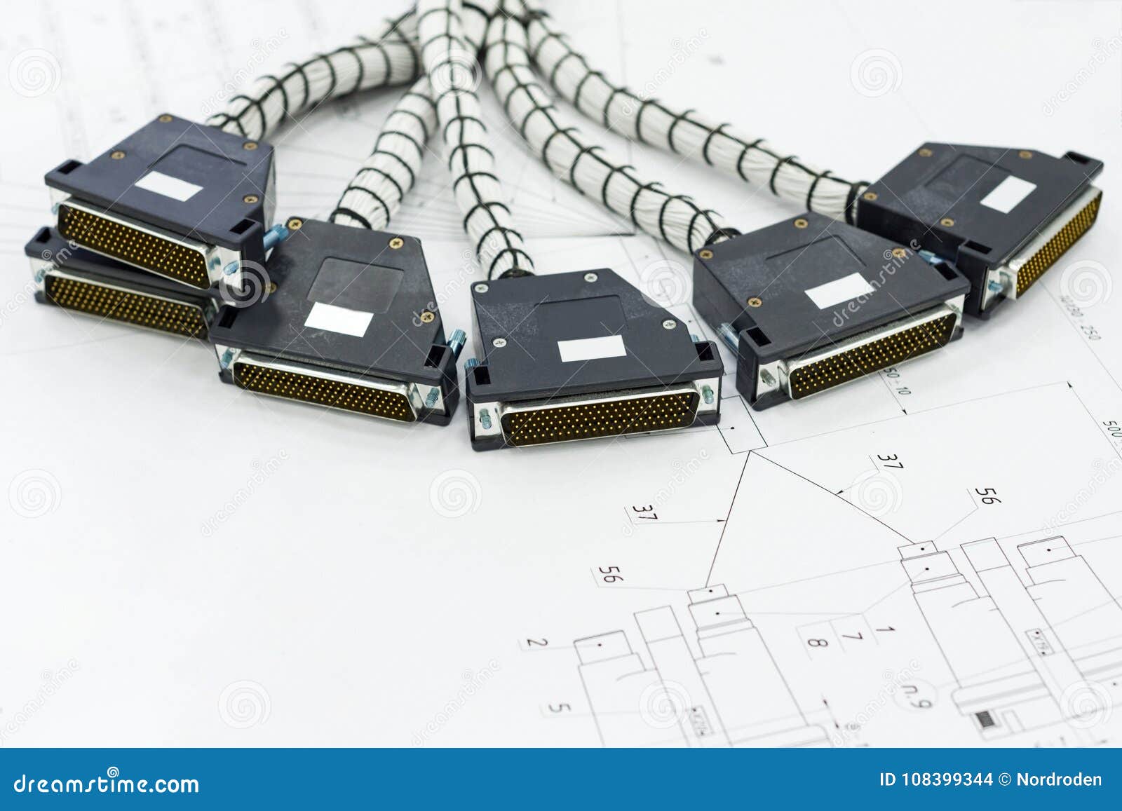 A Bundle of Cable Harnesses Lies on the Table. Stock Photo - Image of ...