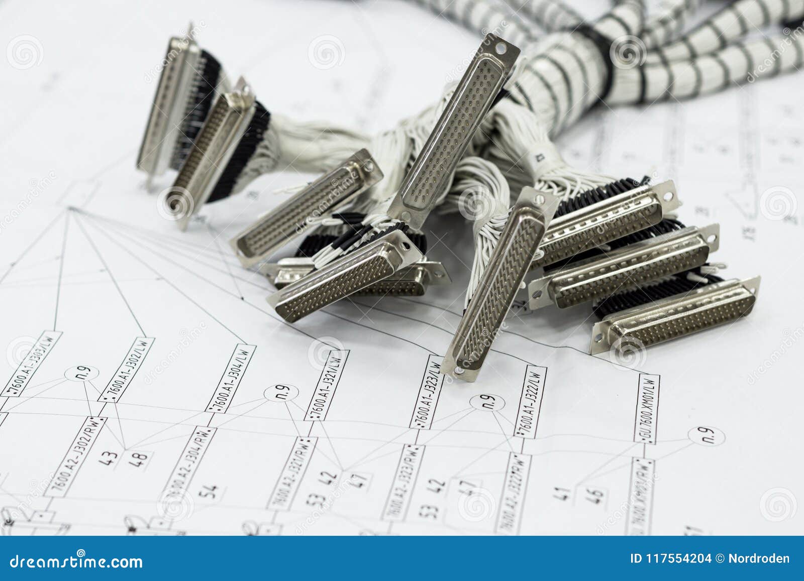 A Bundle of Cable Harnesses Lies on the Table. Stock Photo - Image of ...