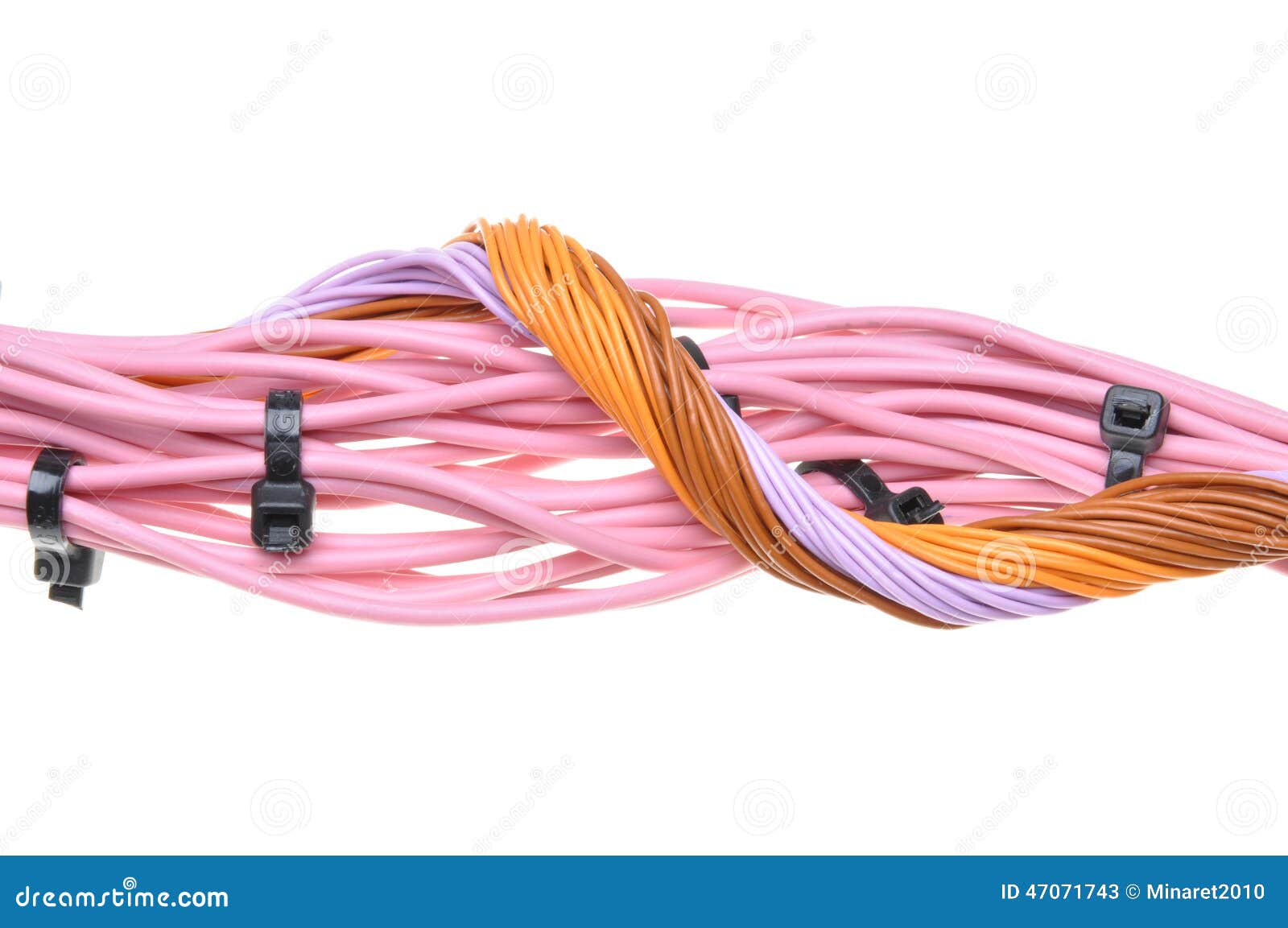 Bundle of Cables with Black Cable Ties Stock Image - Image of colorful ...