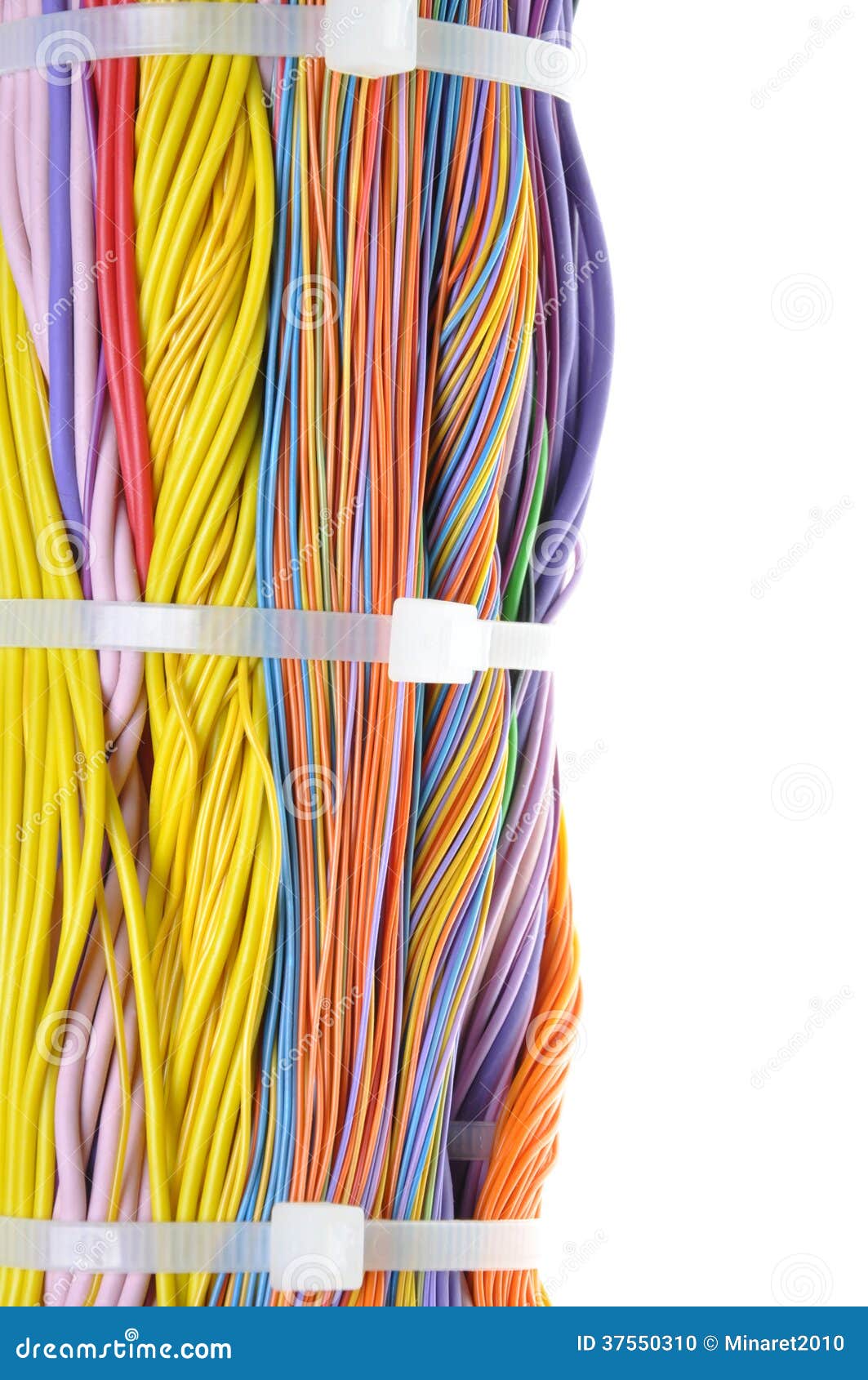 Bundle of Cables with Cable Ties Stock Photo - Image of isolation ...