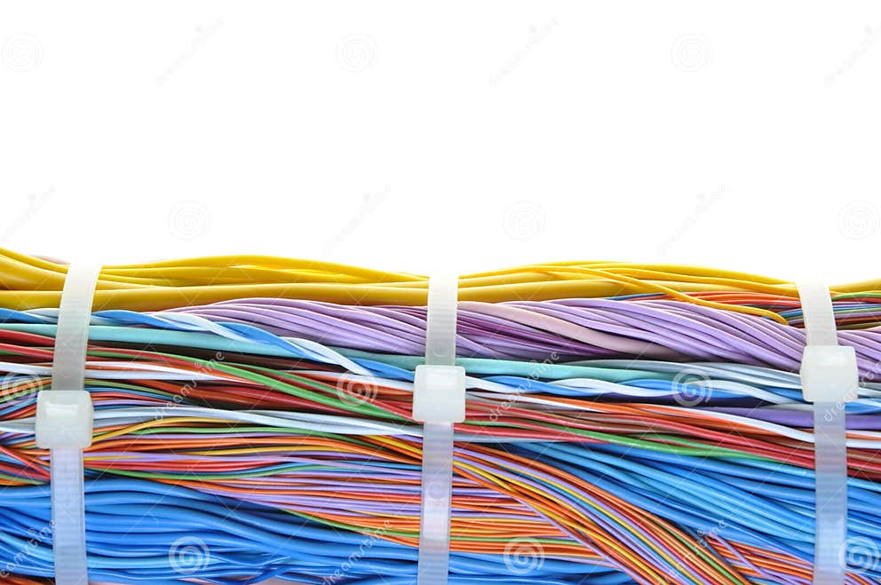 Bundle of Cables with Cable Ties Stock Image - Image of electricity ...