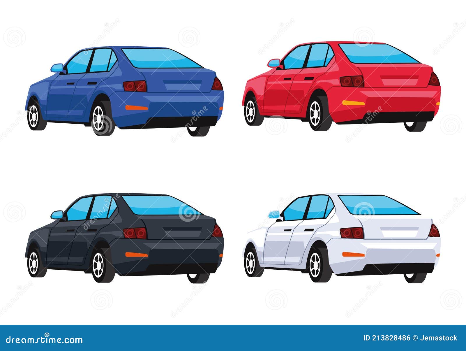Bundle four cars stock vector. Illustration of driving - 213828486