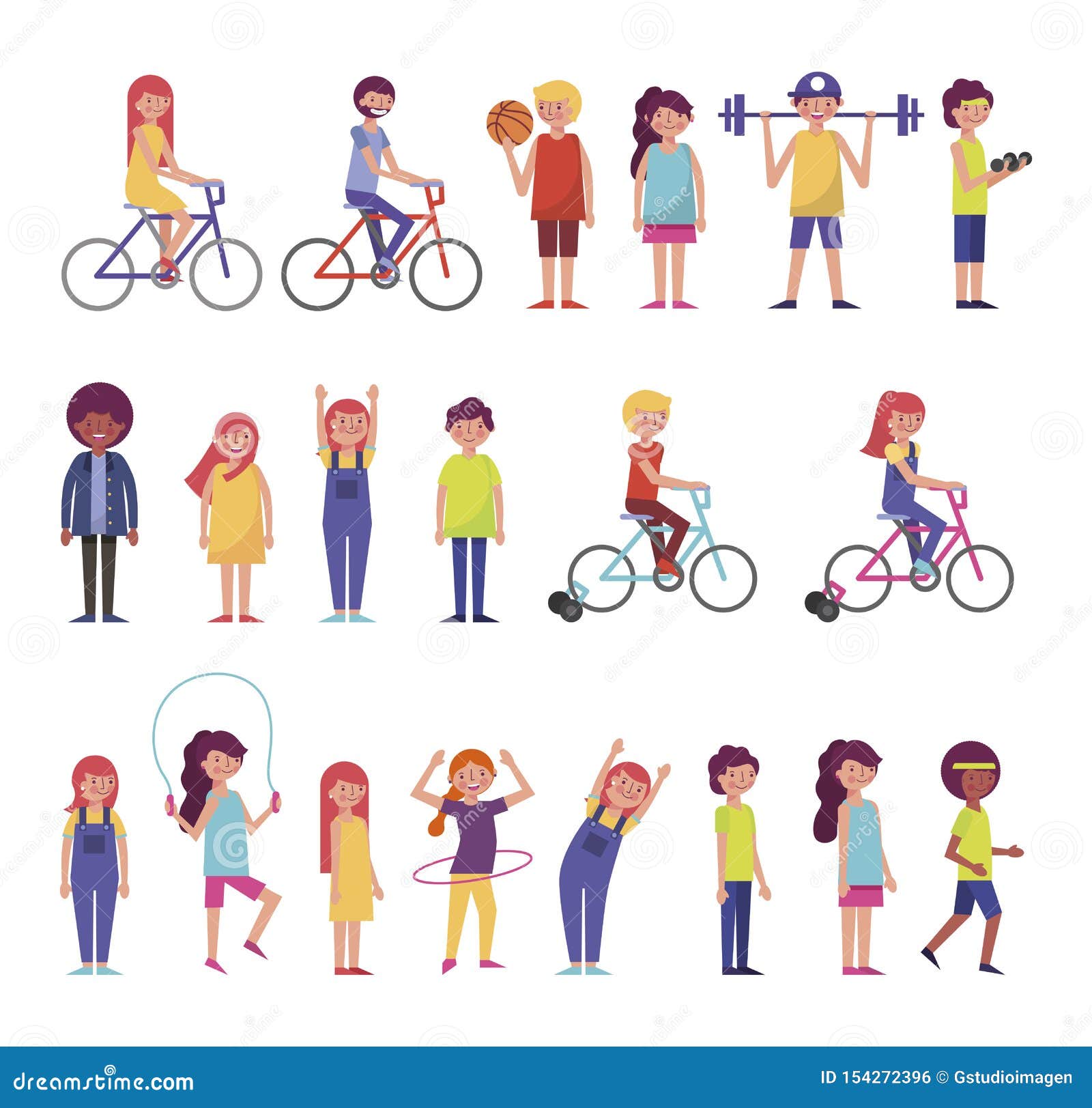 Bundle of Commnuity People Doing Activities Stock Illustration ...