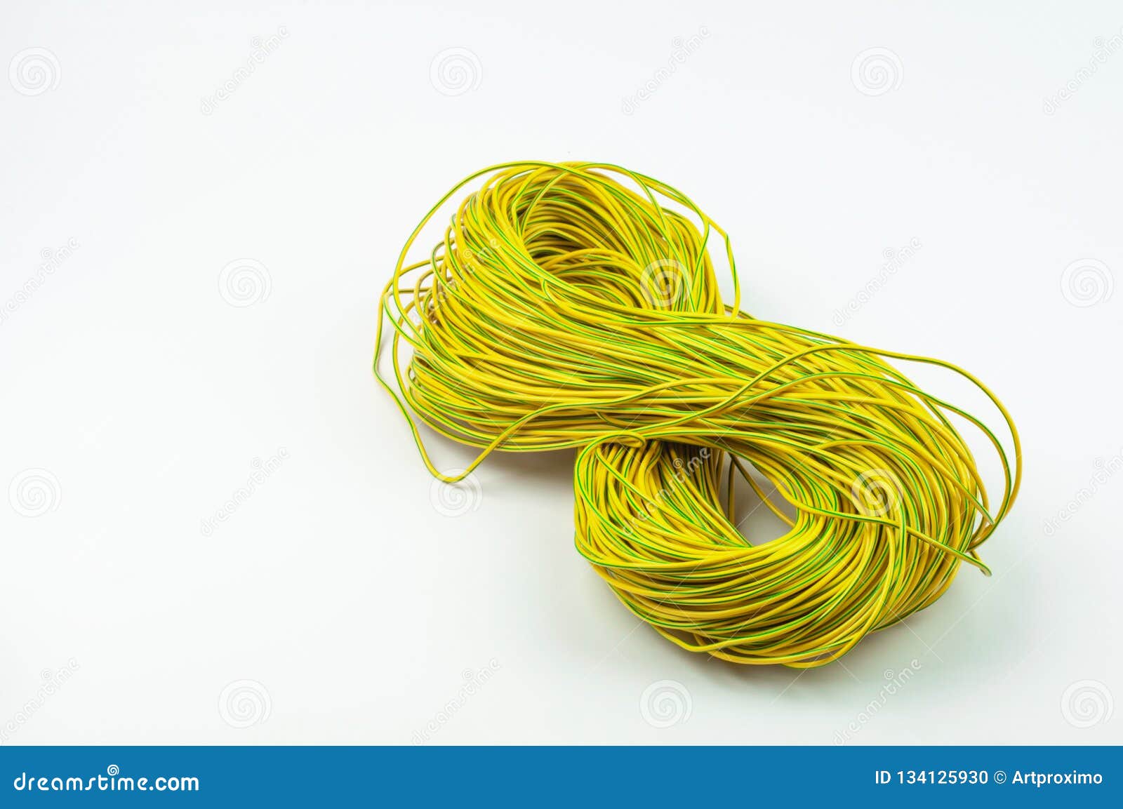 Abundle of Copper Wire Yellow Green on a White Background Stock Photo ...