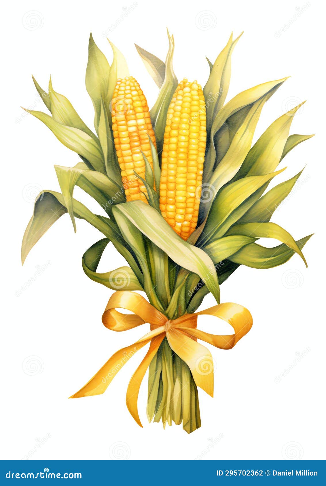 Bundle of Corn Stalks Tied with a Bow Watercolor Border Stock ...