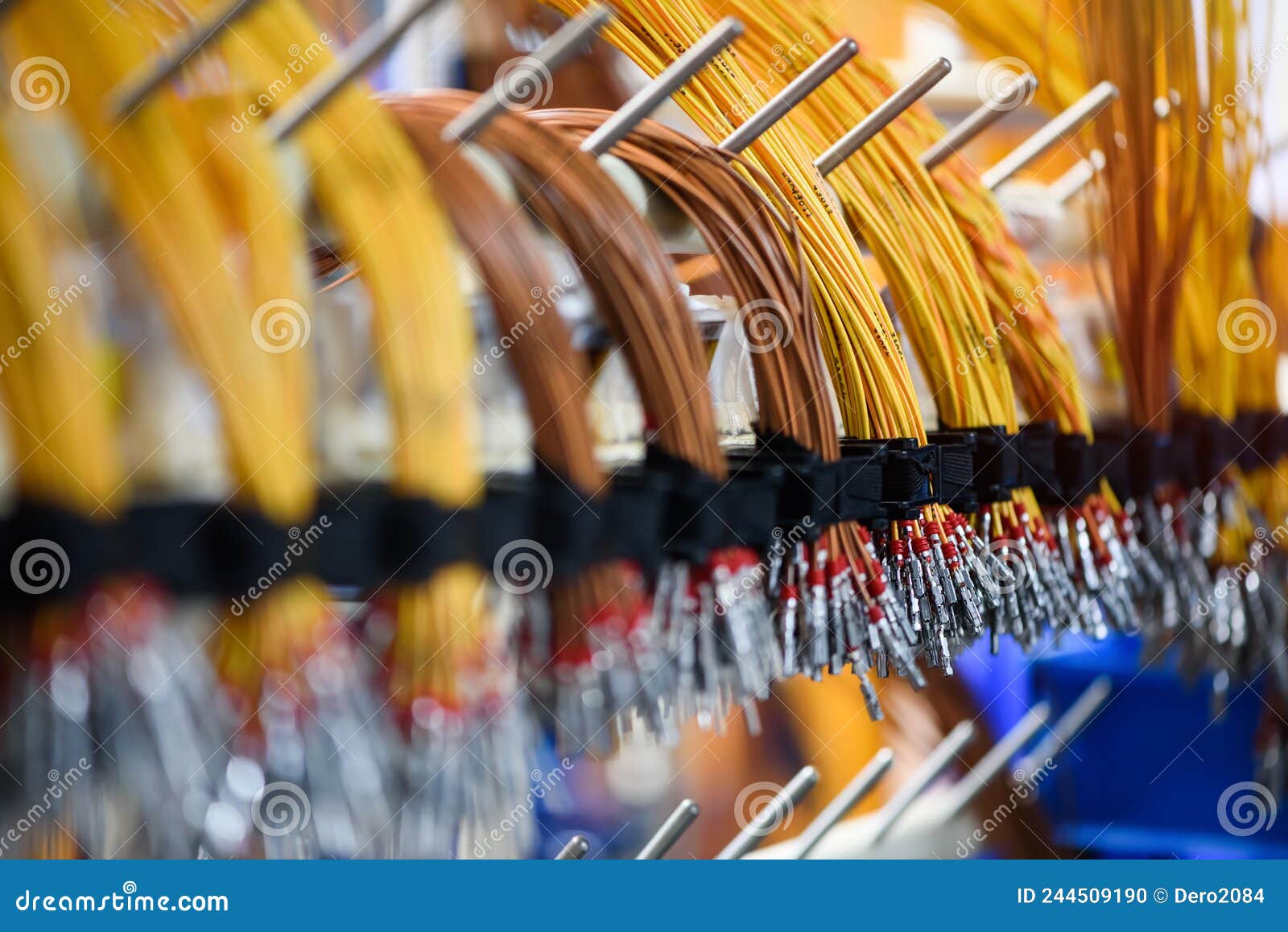 Bundle Of Crimped Cables With Electrical Connectors. Terminated Wire ...