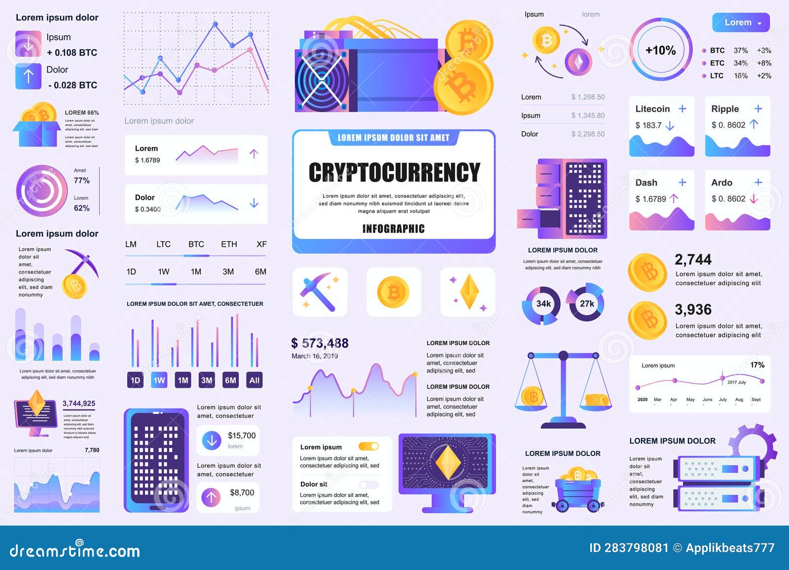 Bundle Cryptocurrency Mining Infographic UI, UX, KIT Elements ...