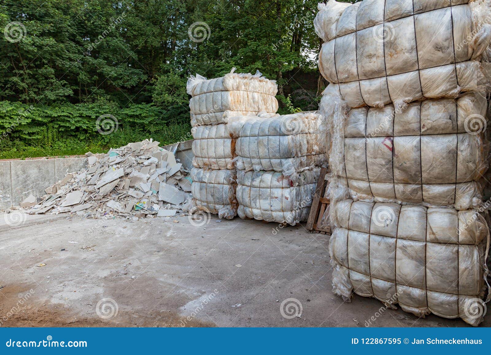 Cube with Plastic Garbage on a Recycling Yard Stock Image - Image of ...