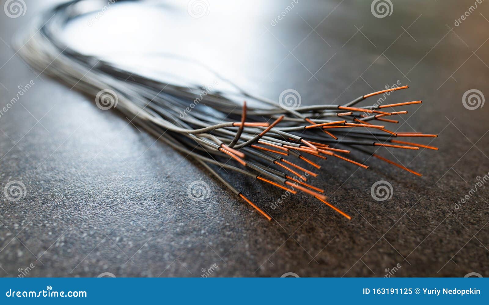 Bundle of Cut Thin Wires with Red Connections Stock Image - Image of ...