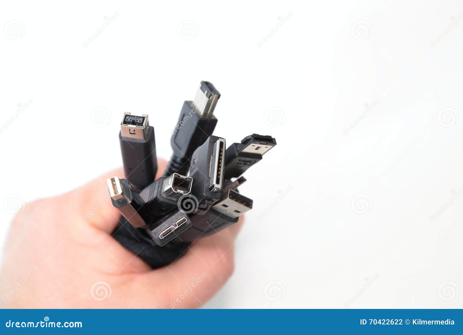 Bundle of Modern Data Cables Being Held Stock Photo - Image of loom ...