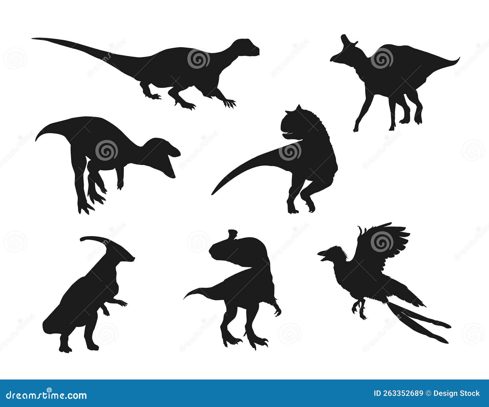 Bundle Of Dinosaurs Set Silhouettes Vector.zip, Dinosaurs Set ...