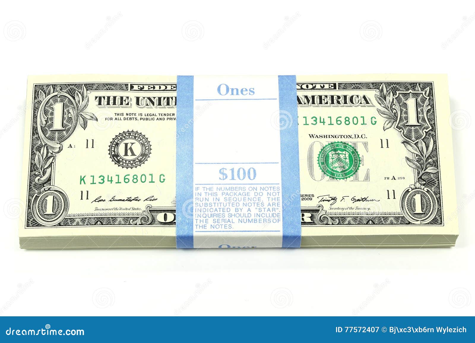 Bundle of 1 Dollar notes stock image. Image of bills - 77572407