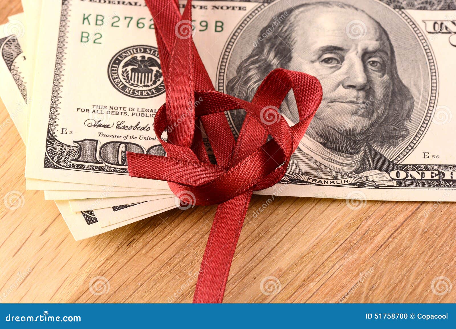 Bundle of Dollars Tied with Ribbon Stock Photo - Image of charity ...