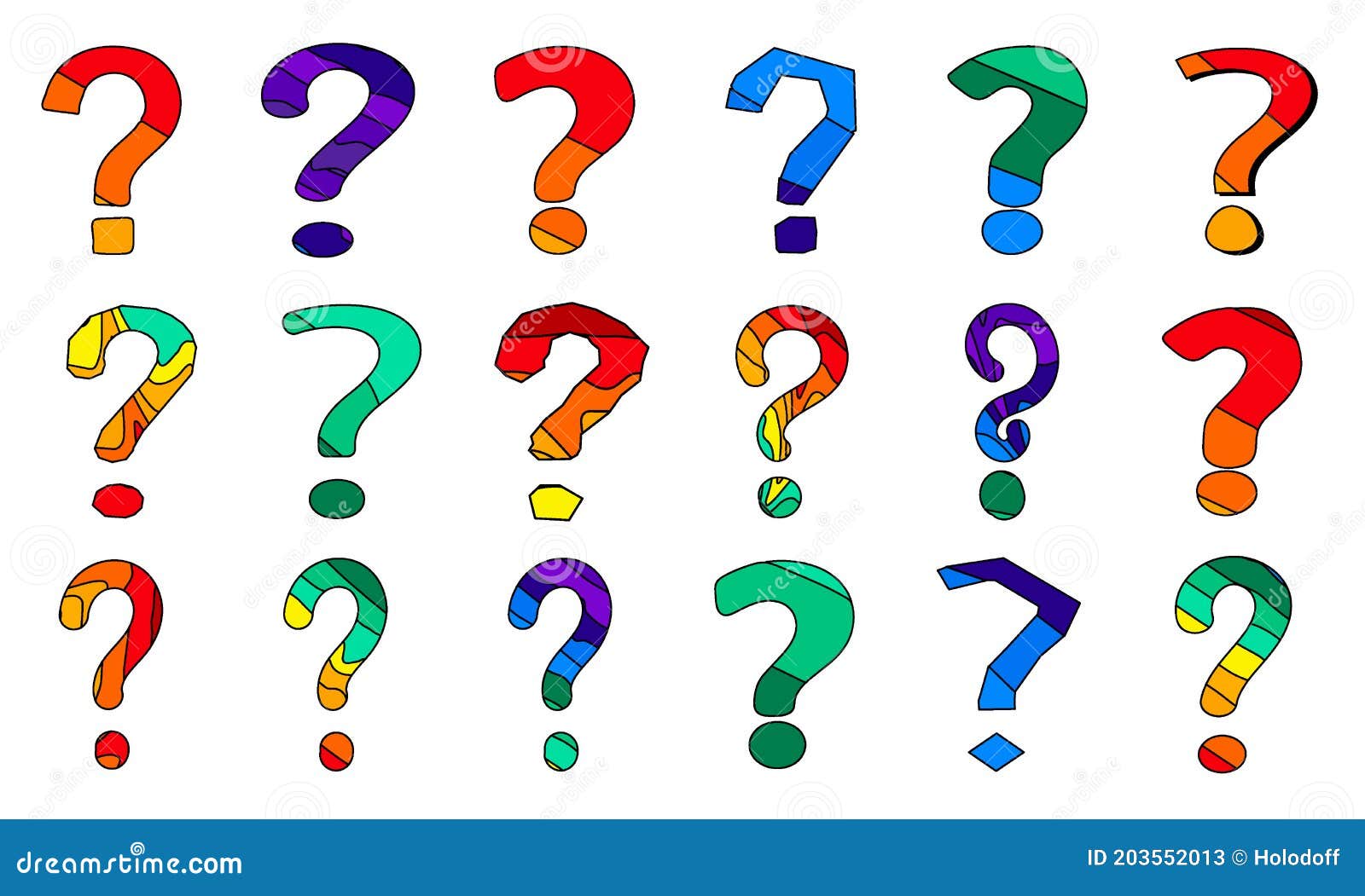 Bundle of Drawings of Question Marks Stock Vector - Illustration of ...