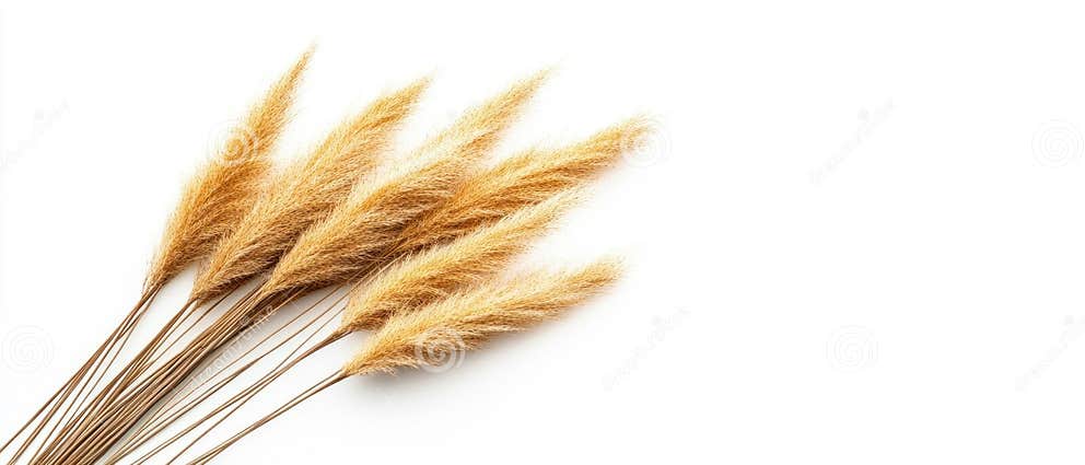 Bundle Of Dried Pampas Grass On White Background Generative Ai Stock