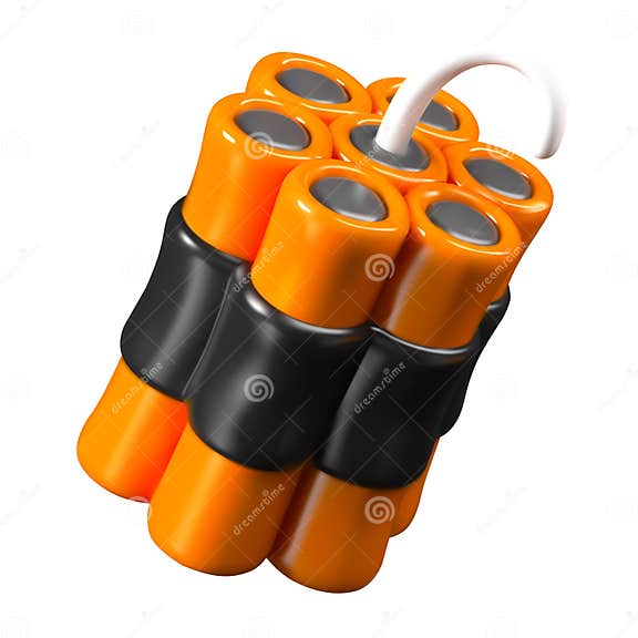 Bundle of Dynamite Sticks with Detonating Cord. Realistic Bright ...
