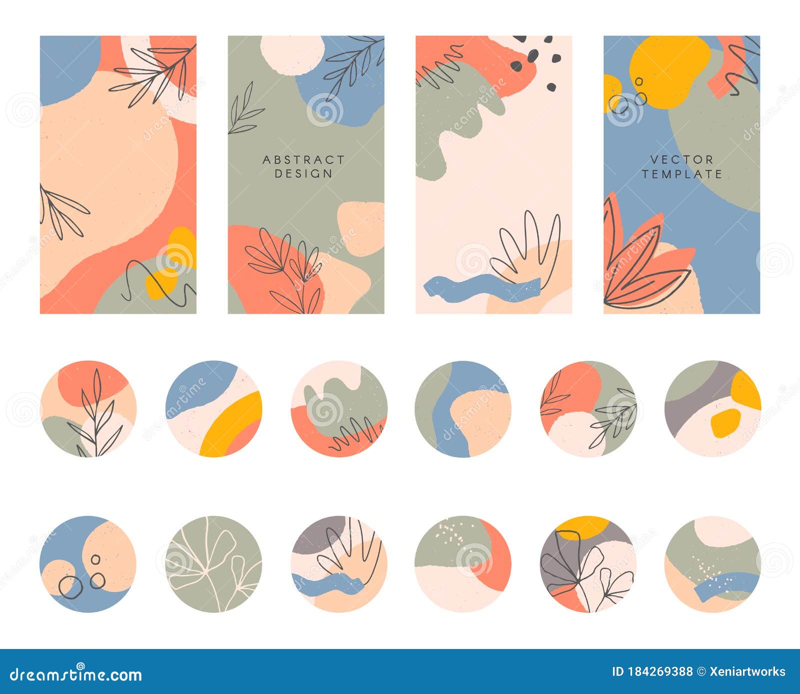 Bundle Of Insta Story Templates With Tropical Palm Leaves Vector ...