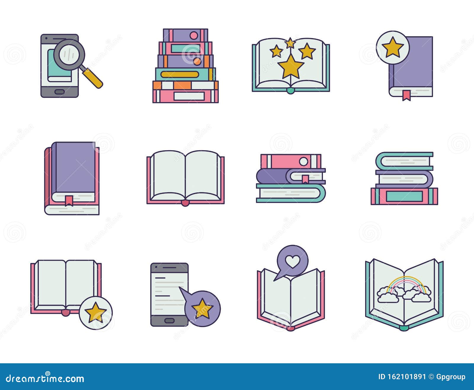 Bundle of Education Text Books Stock Vector - Illustration of ...