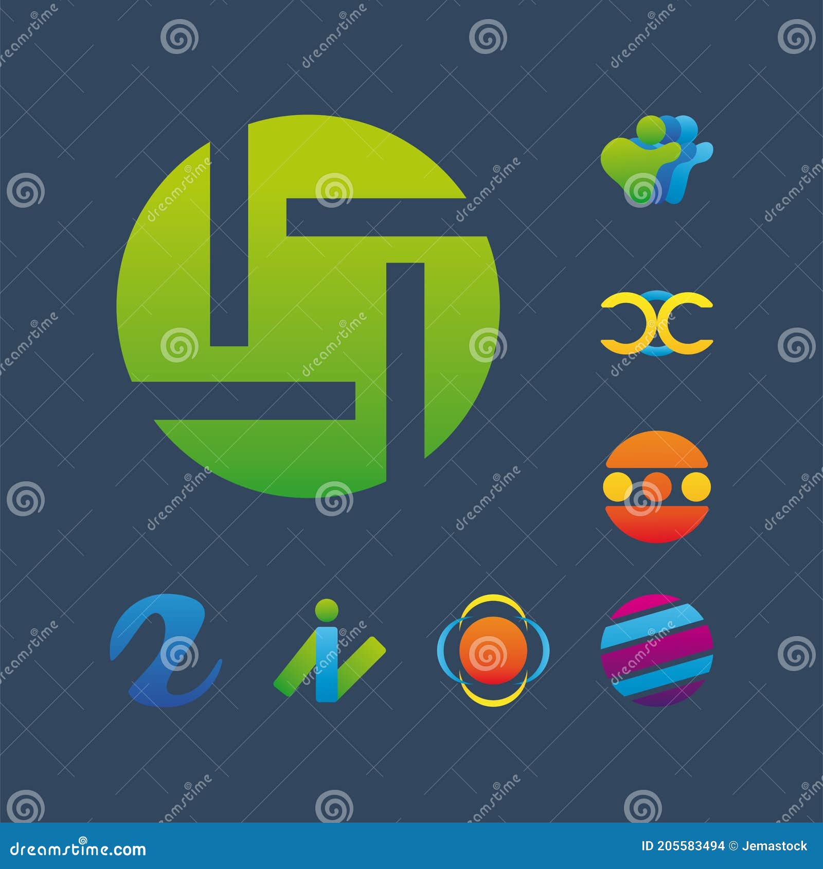Bundle of Eight Logos Company Set Icons Stock Vector - Illustration of ...