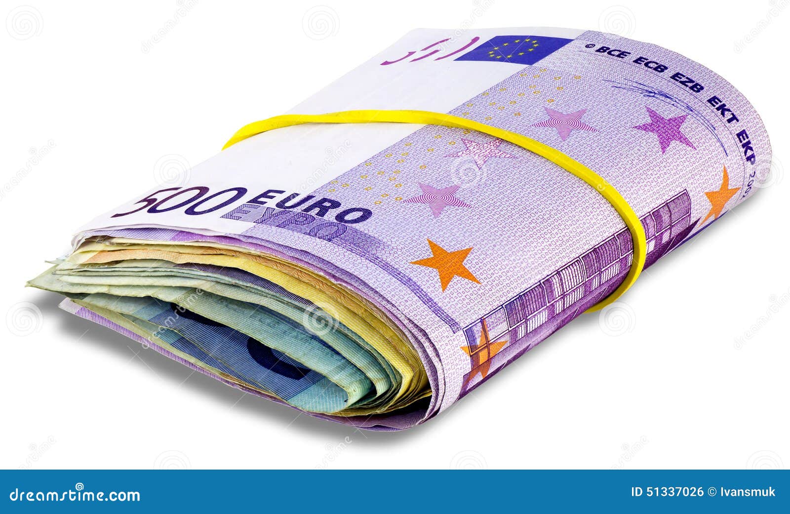Bundle of Euro banknotes stock photo. Image of currency - 51337026
