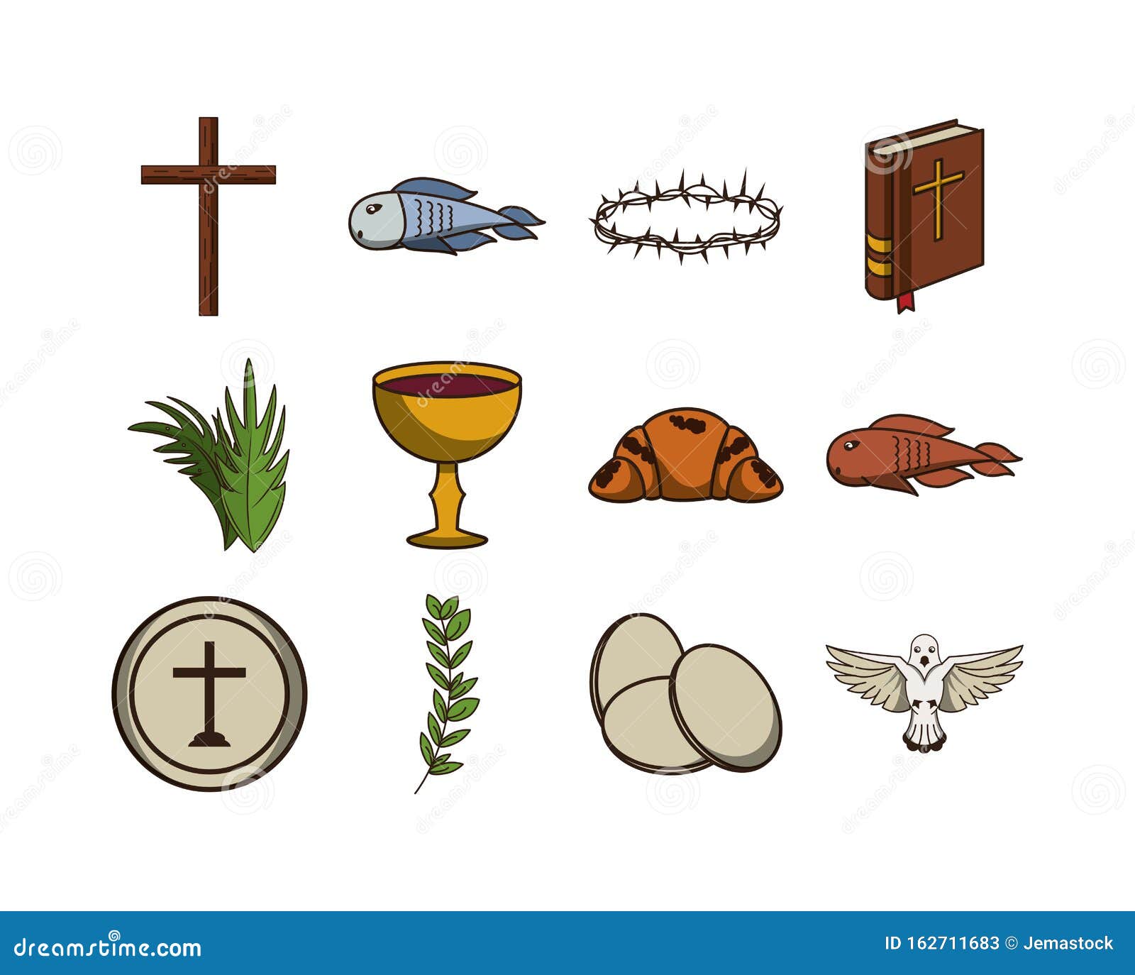 Bundle of First Communion Set Icons Stock Vector - Illustration of ...