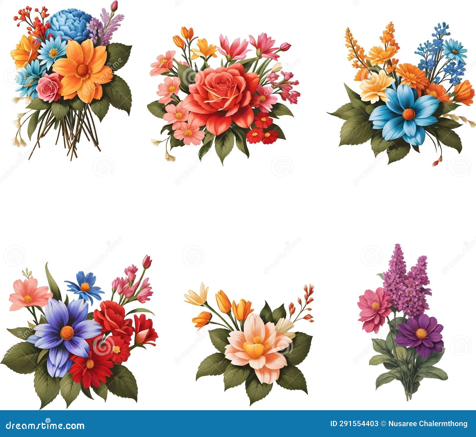 Bundle of Flowers Vector, Bunch Flower, Panicle of Flower Vector Stock ...