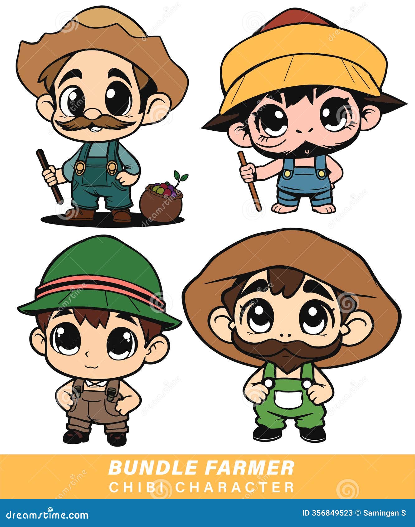 Farm Characters With Their Animals Vector Illustrations Set ...