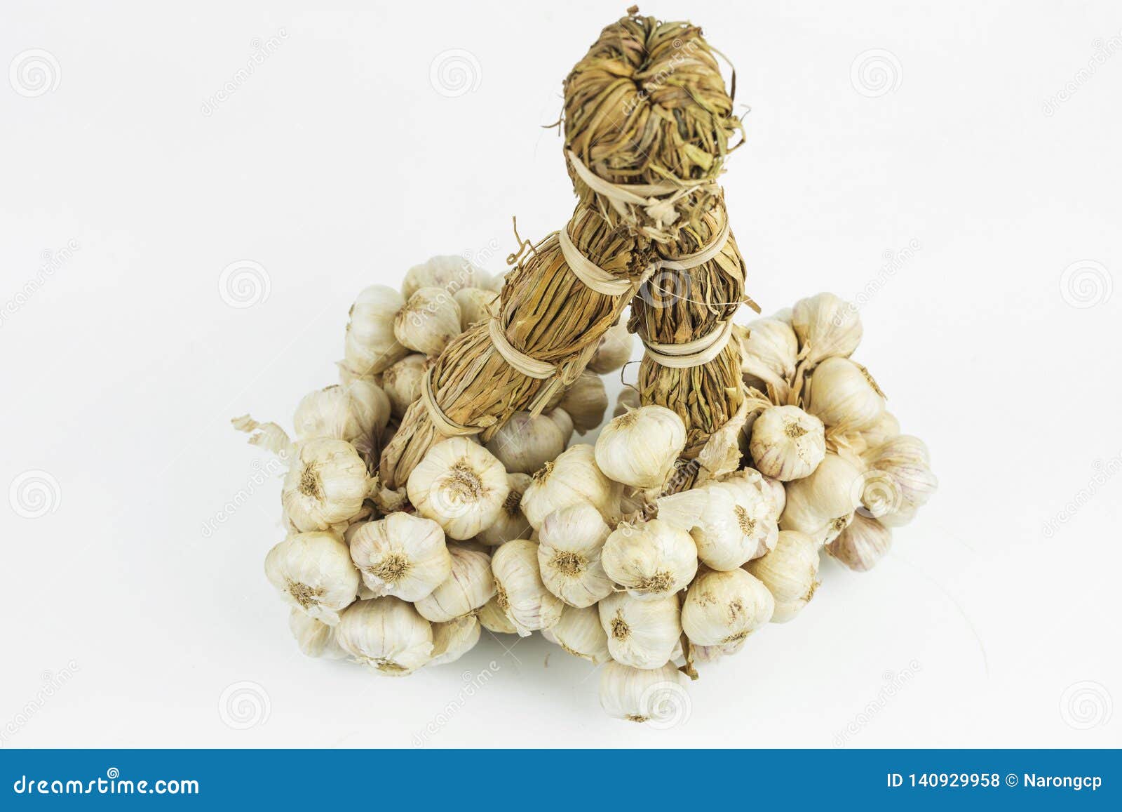 Bundle of Garlic or Garlics on Isolated Stock Photo - Image of hanging ...