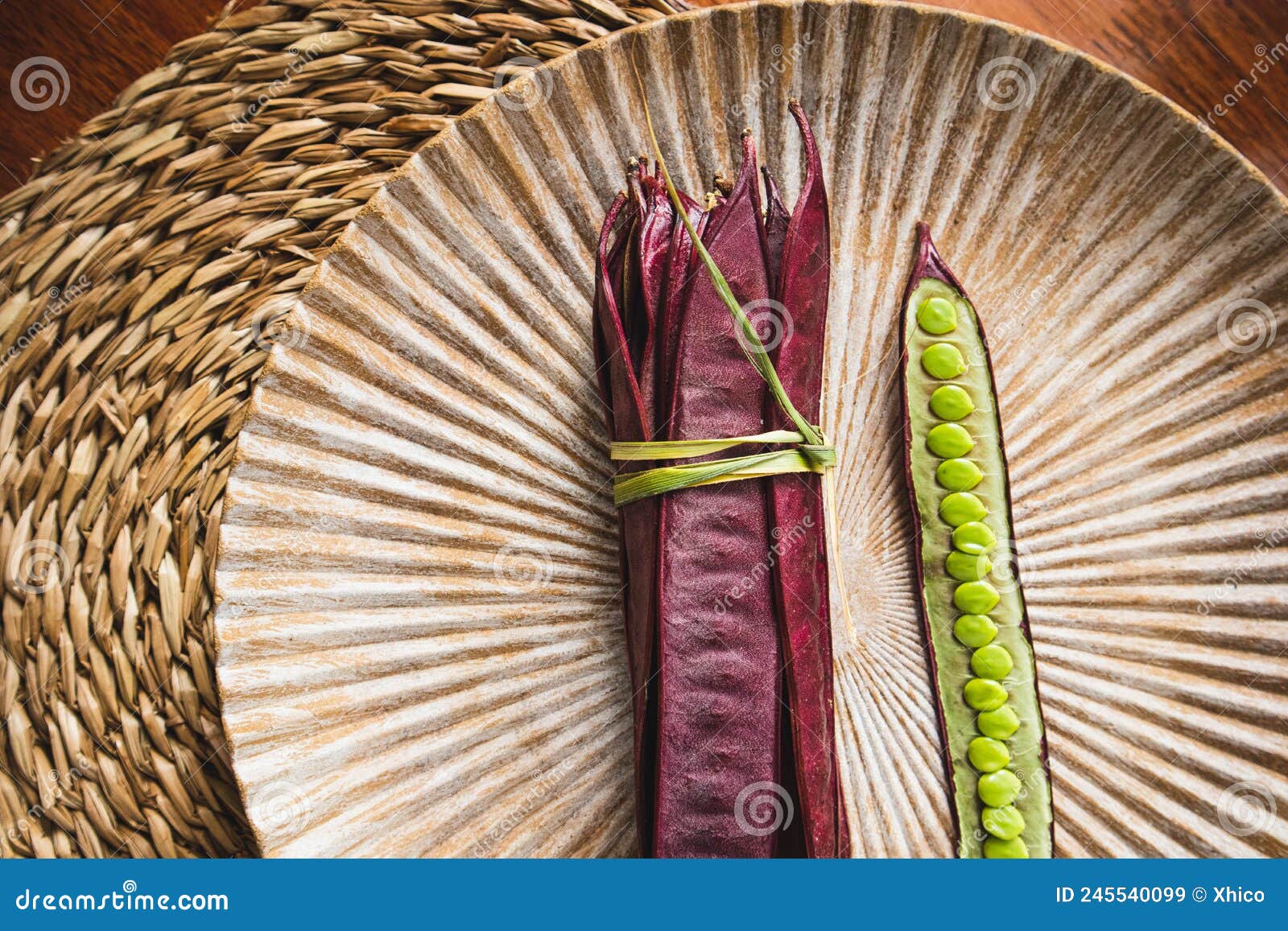 Bundle of Guaje Seed Pods on a Plate with an Open Seed Pod Stock Image ...