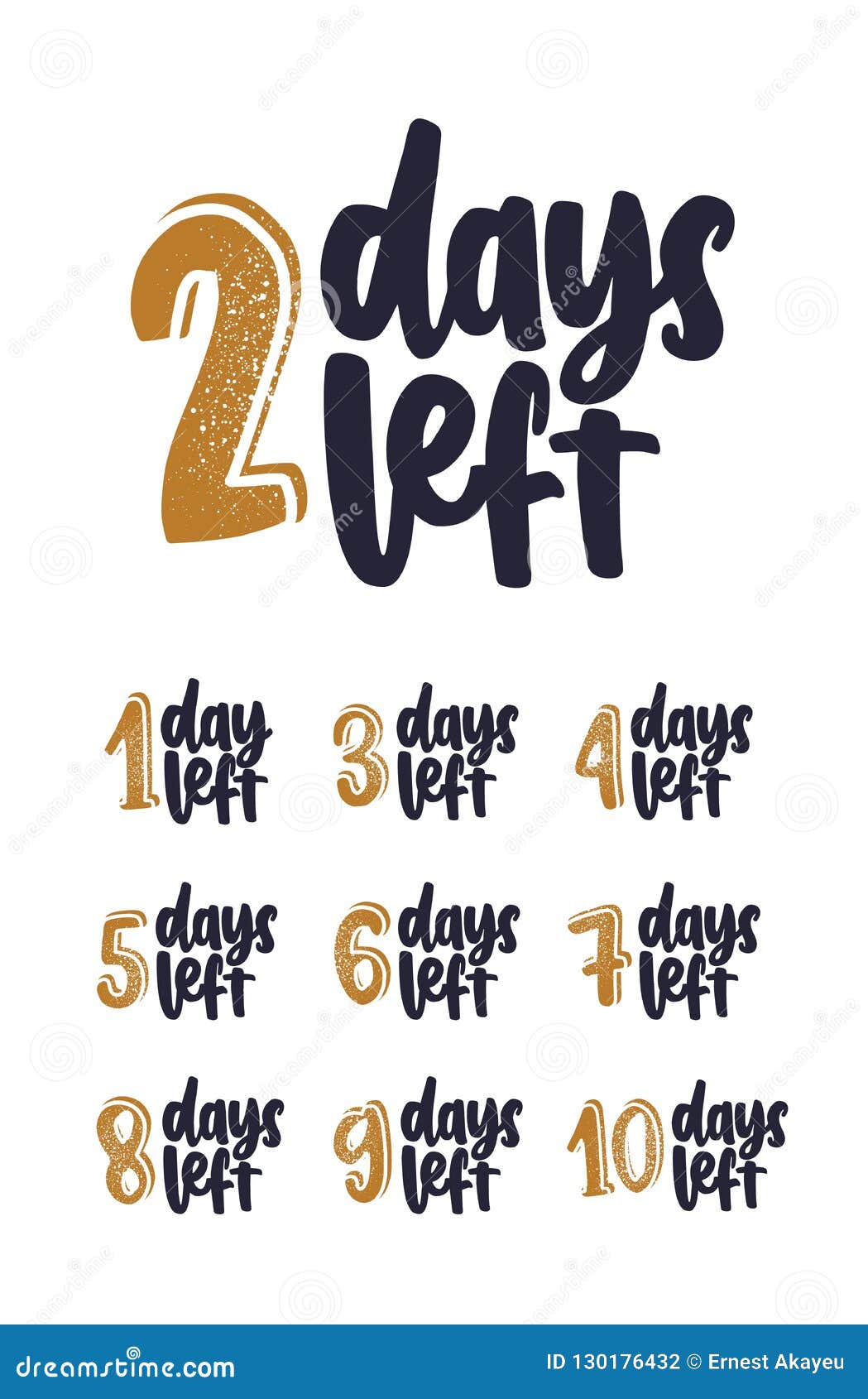 Bundle Of Handwritten Lettering With Number Of Days Remain For ...
