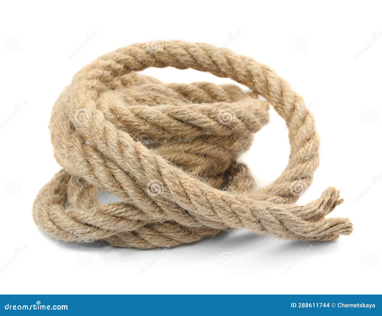 Bundle of Hemp Rope Isolated on White Stock Photo - Image of brown ...