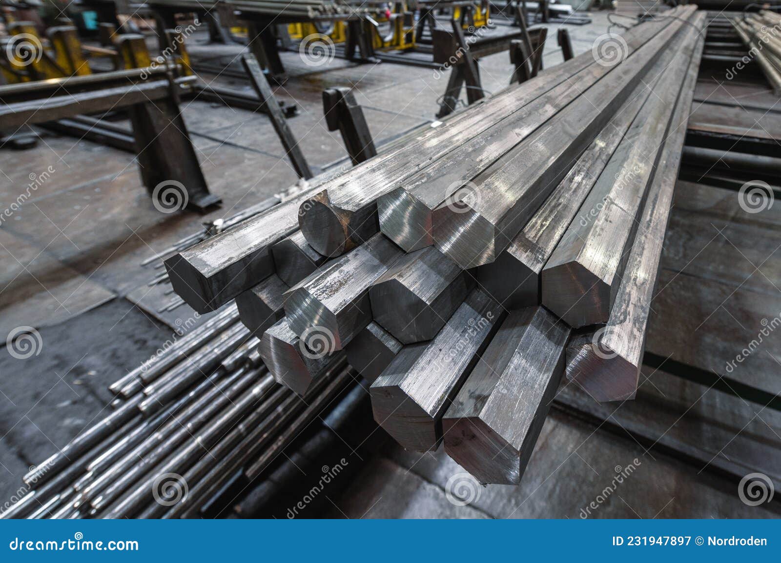 A Bundle of Hexagonal Metal Bars, Steel Mill Products Stock Image ...