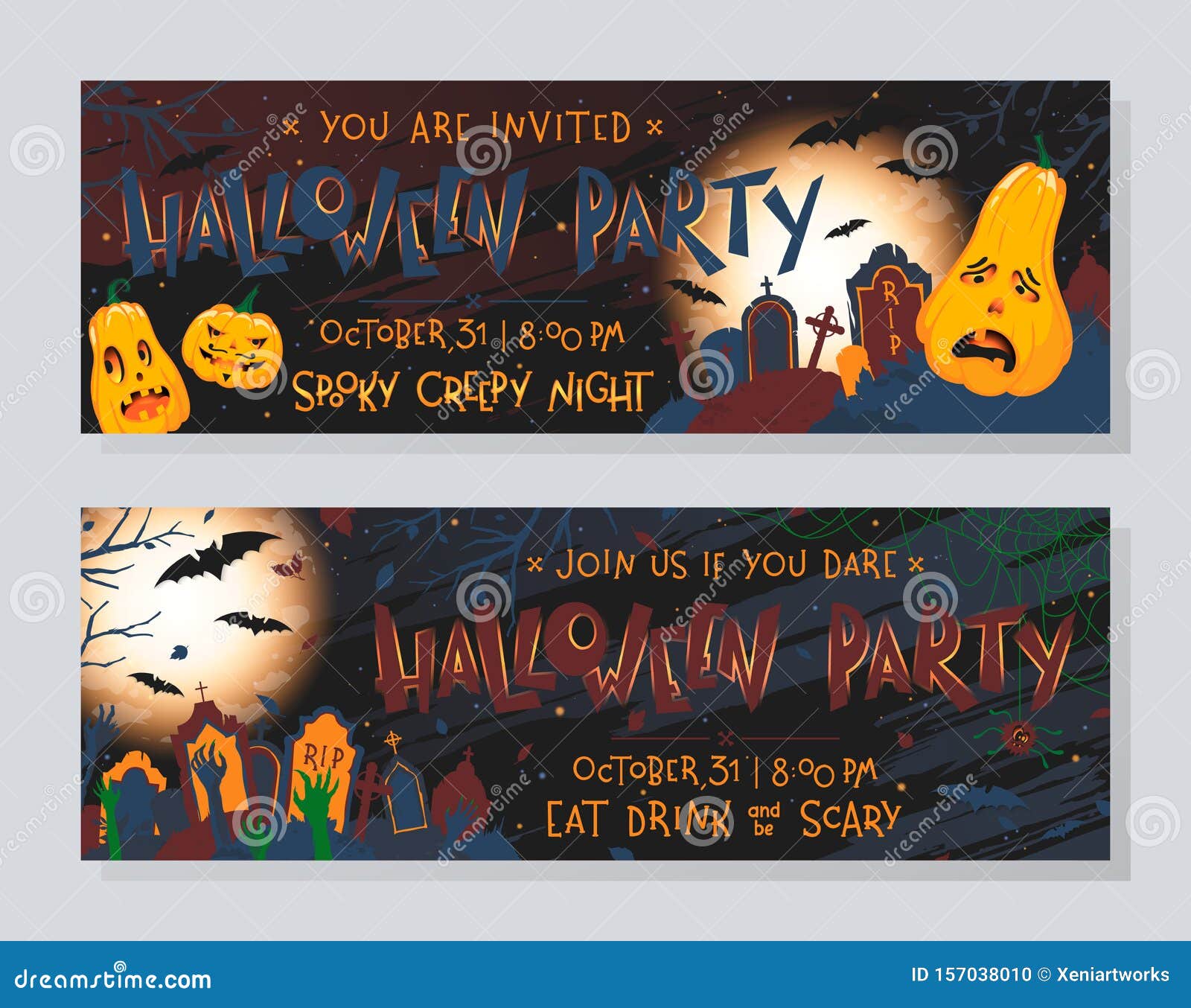 Bundle of Horizontal Halloween Banners Stock Illustration ...