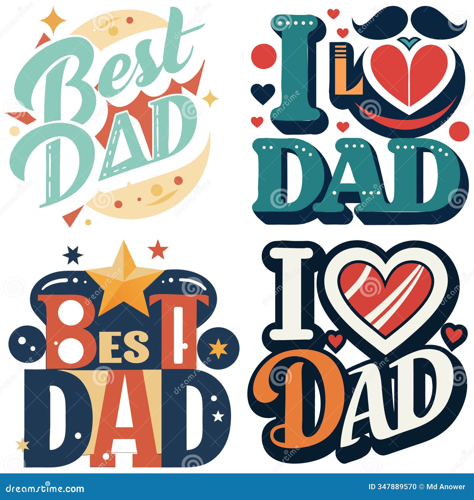 Bundle I Love Dad Art and Illustrator Eps Stock Illustration ...