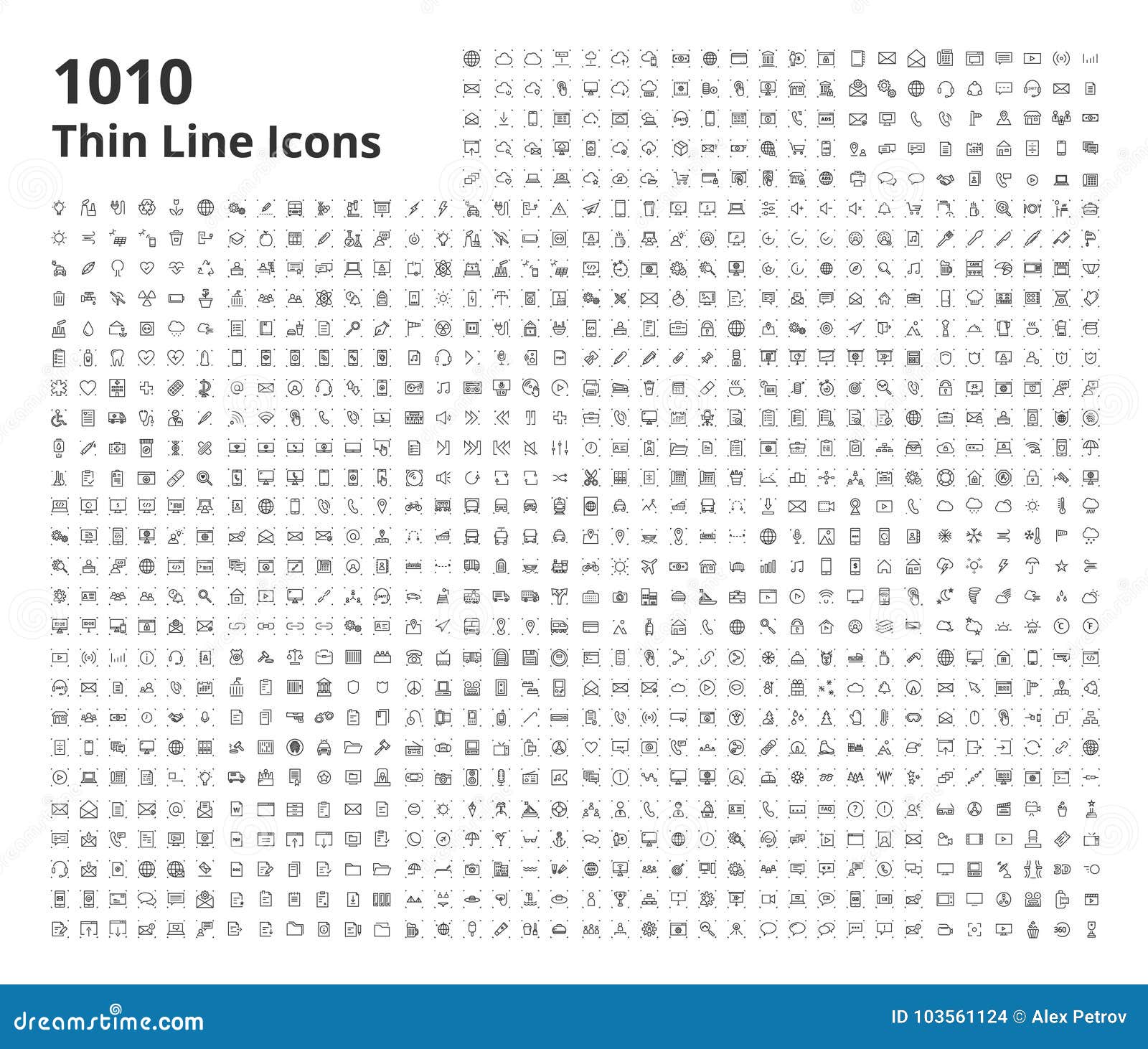 Bundle of 1010 Icons stock vector. Illustration of line - 103561124