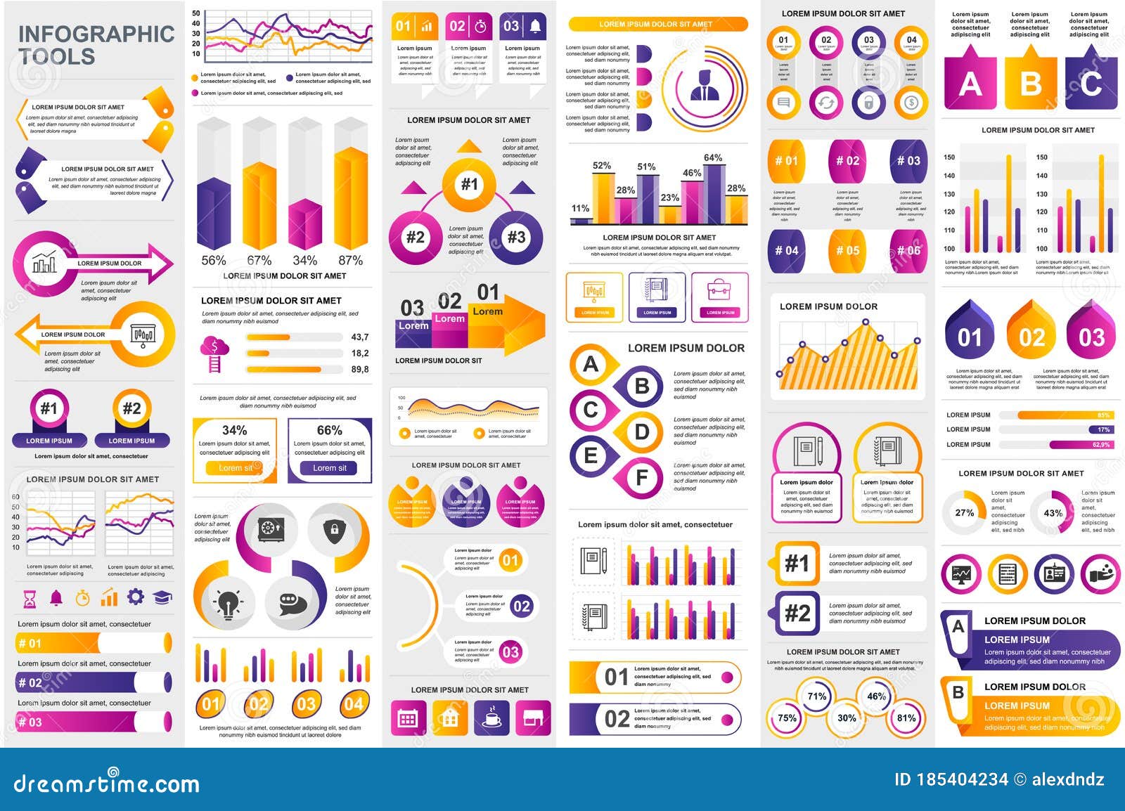 Bundle Infographic Elements Data Visualization Stock Vector ...