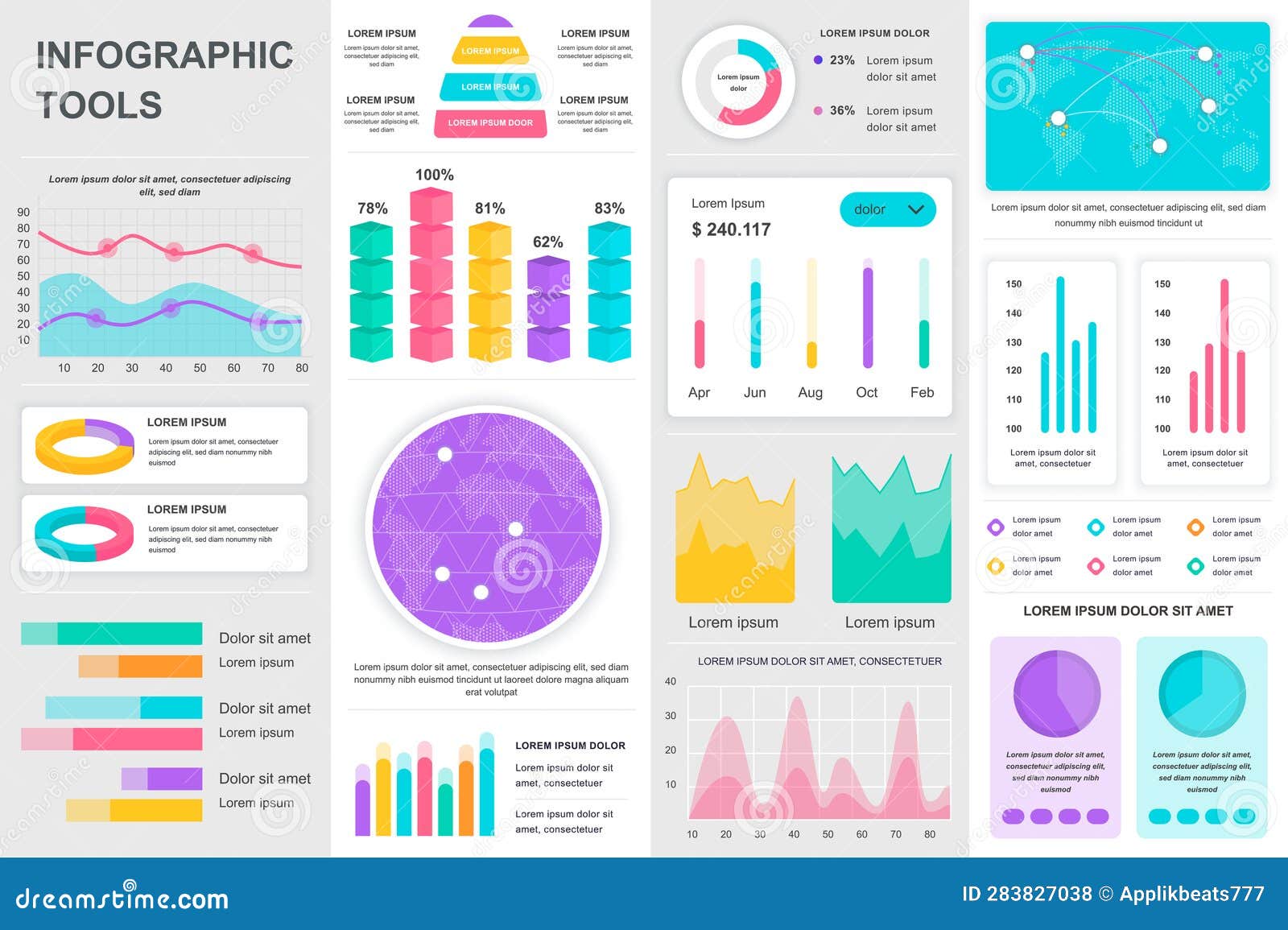 Bundle Infographic UI, UX, KIT Elements. Different Charts, Diagrams ...