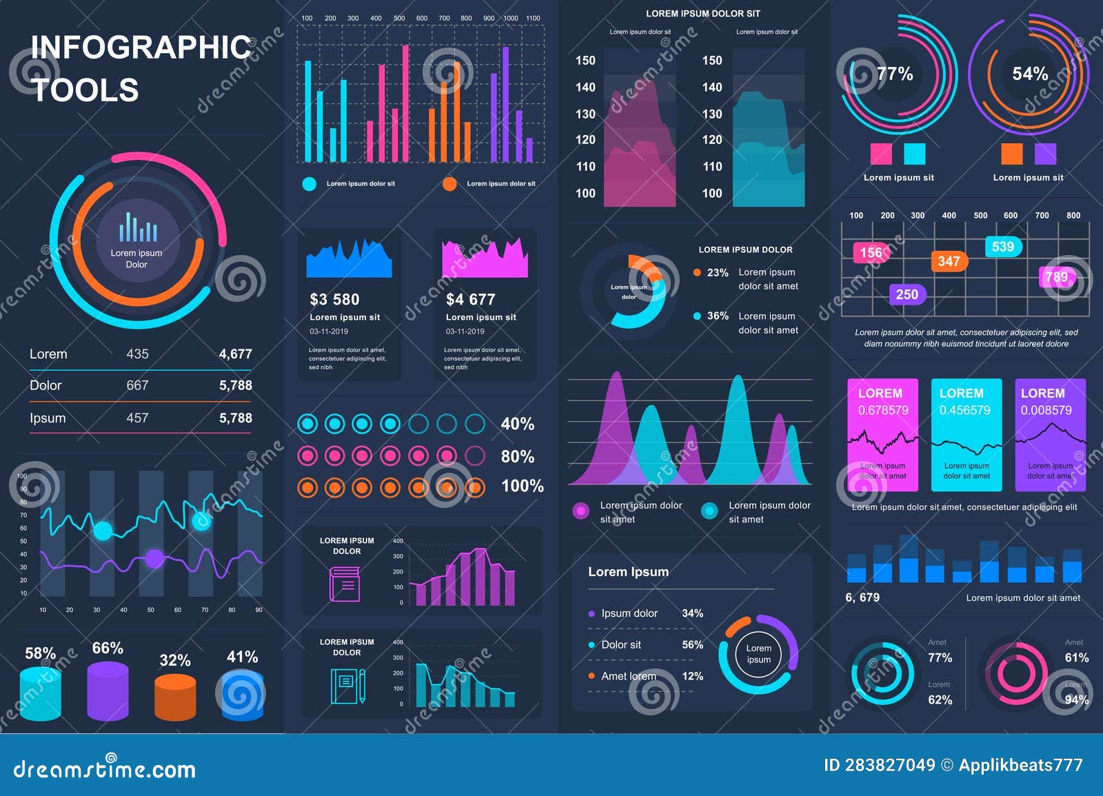 Bundle Infographic UI, UX, KIT Elements. Different Charts, Diagrams ...