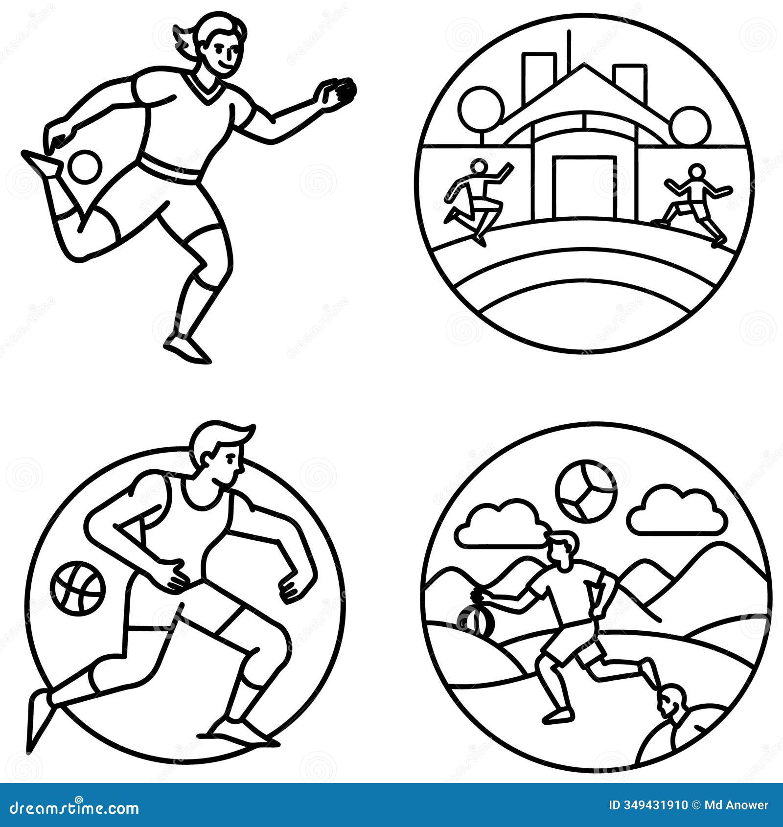 Bundle Line Art Sport and Illustrator Stock Illustration - Illustration ...