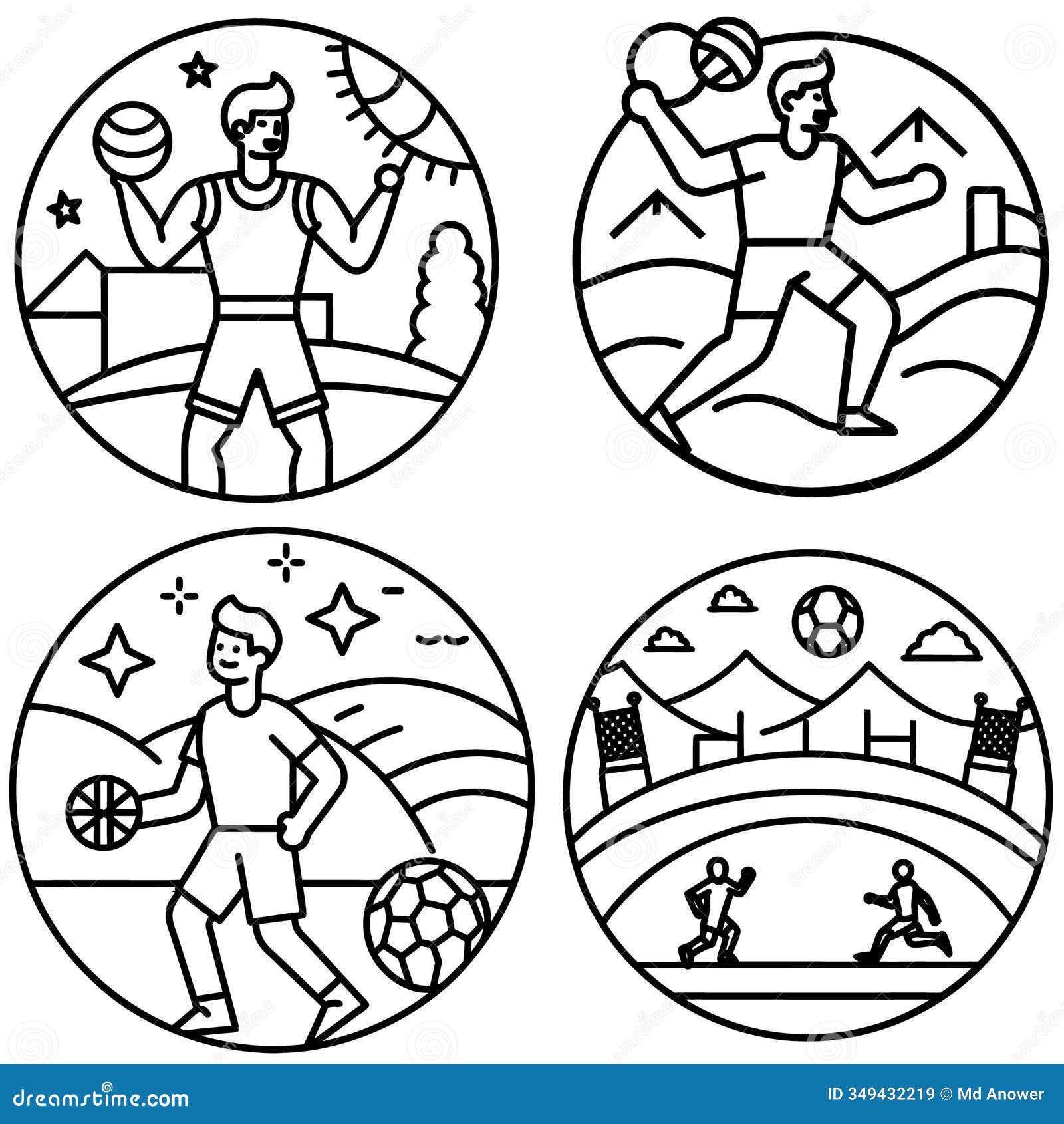 Bundle Line Art Sport and Illustrator Stock Vector - Illustration of ...