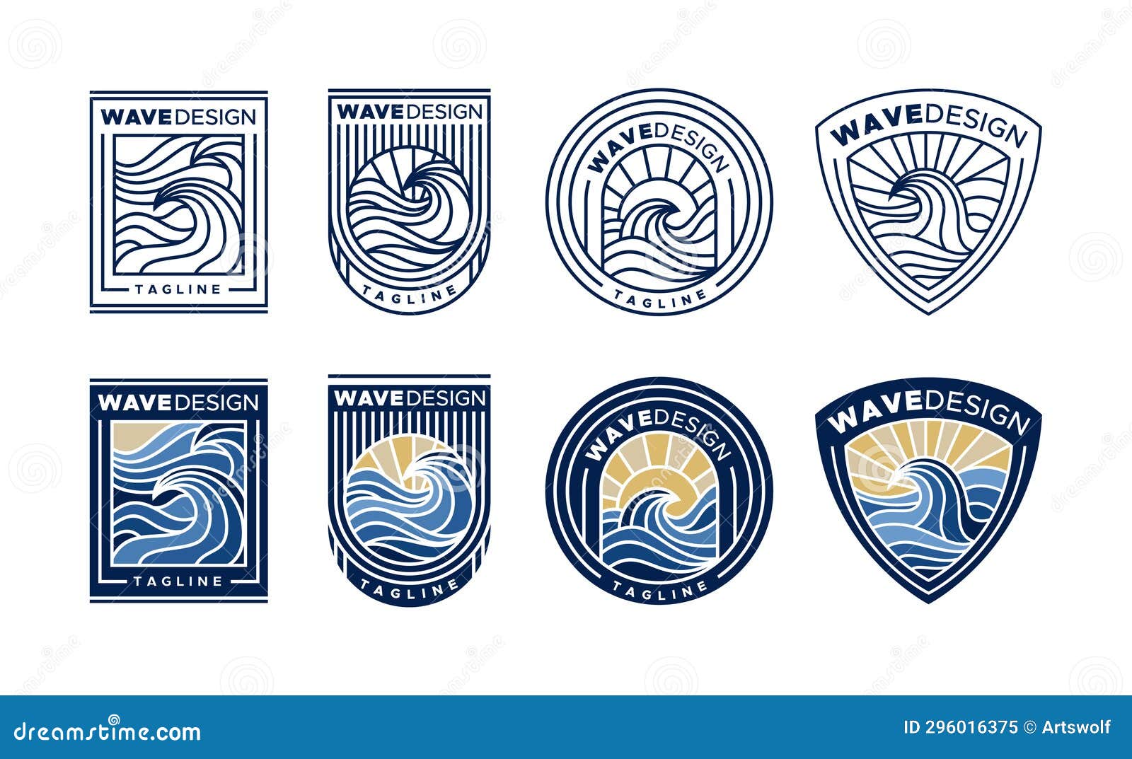 Bundle of Line Flat Surf Ocean Wave Emblem Logo Design Stock Vector ...