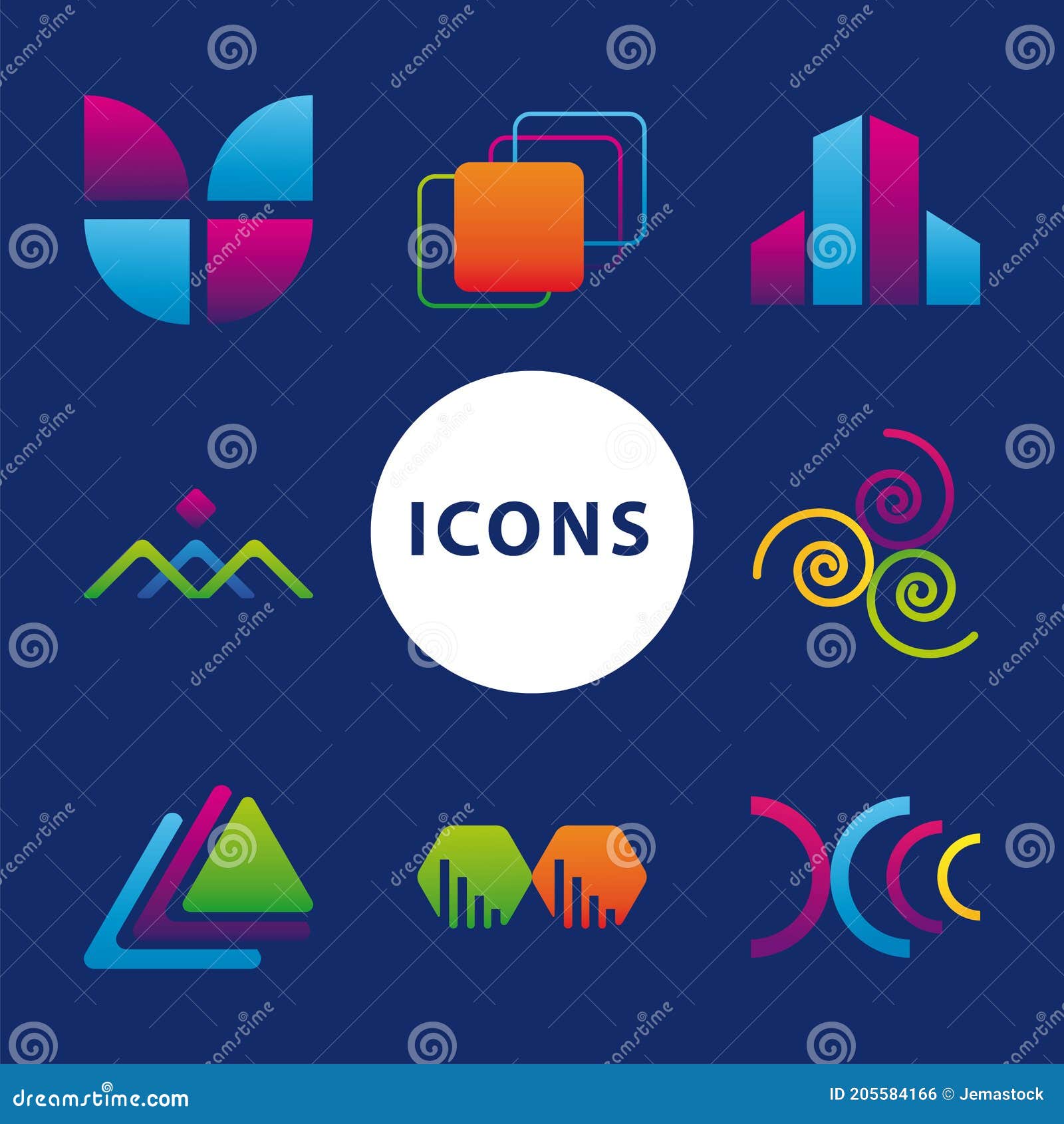 Bundle of Logos Company Set and Icons Lettering Stock Vector ...