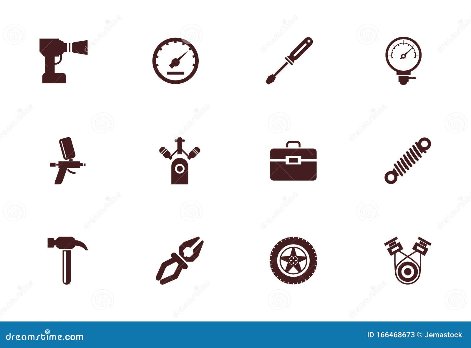 Bundle of Mechanic Set Icons Stock Vector - Illustration of speed ...