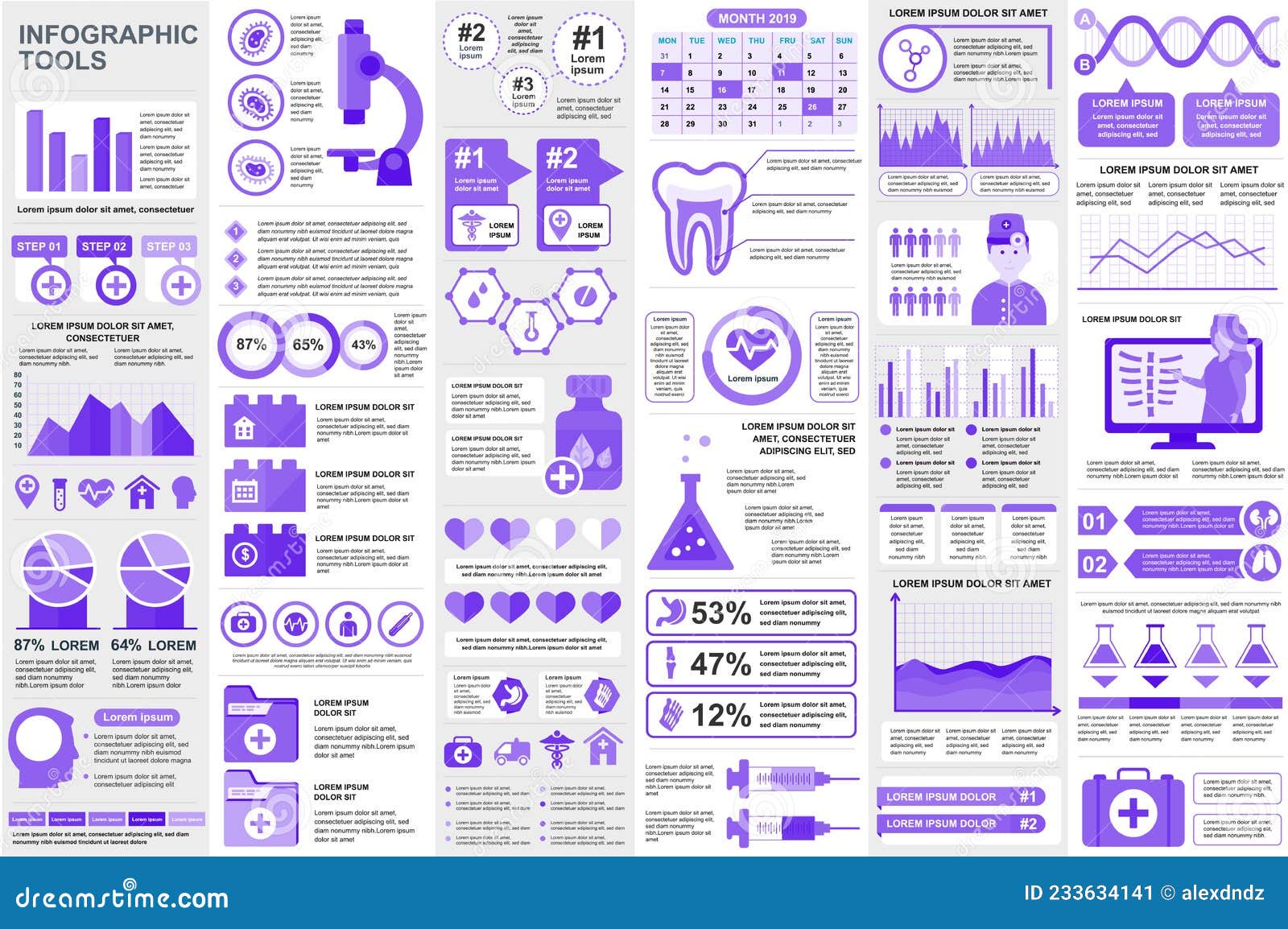 Bundle Medical Infographic Elements Data Visualization Stock Vector ...