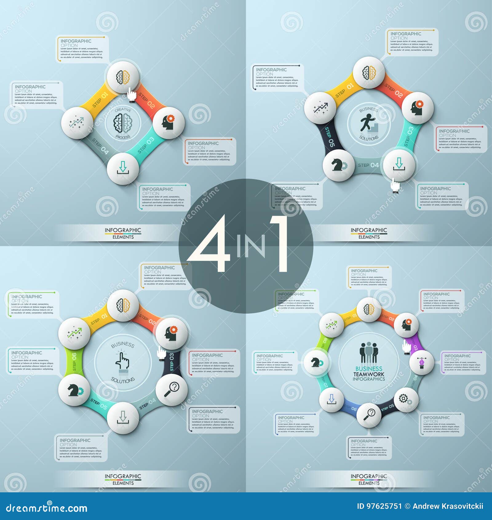Bundle of 4 Modern Infographic Design Templates Stock Vector ...