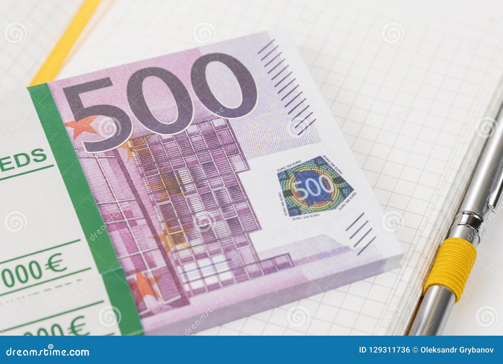 Bundle of Money on Notebook with Pen Stock Photo - Image of euro ...