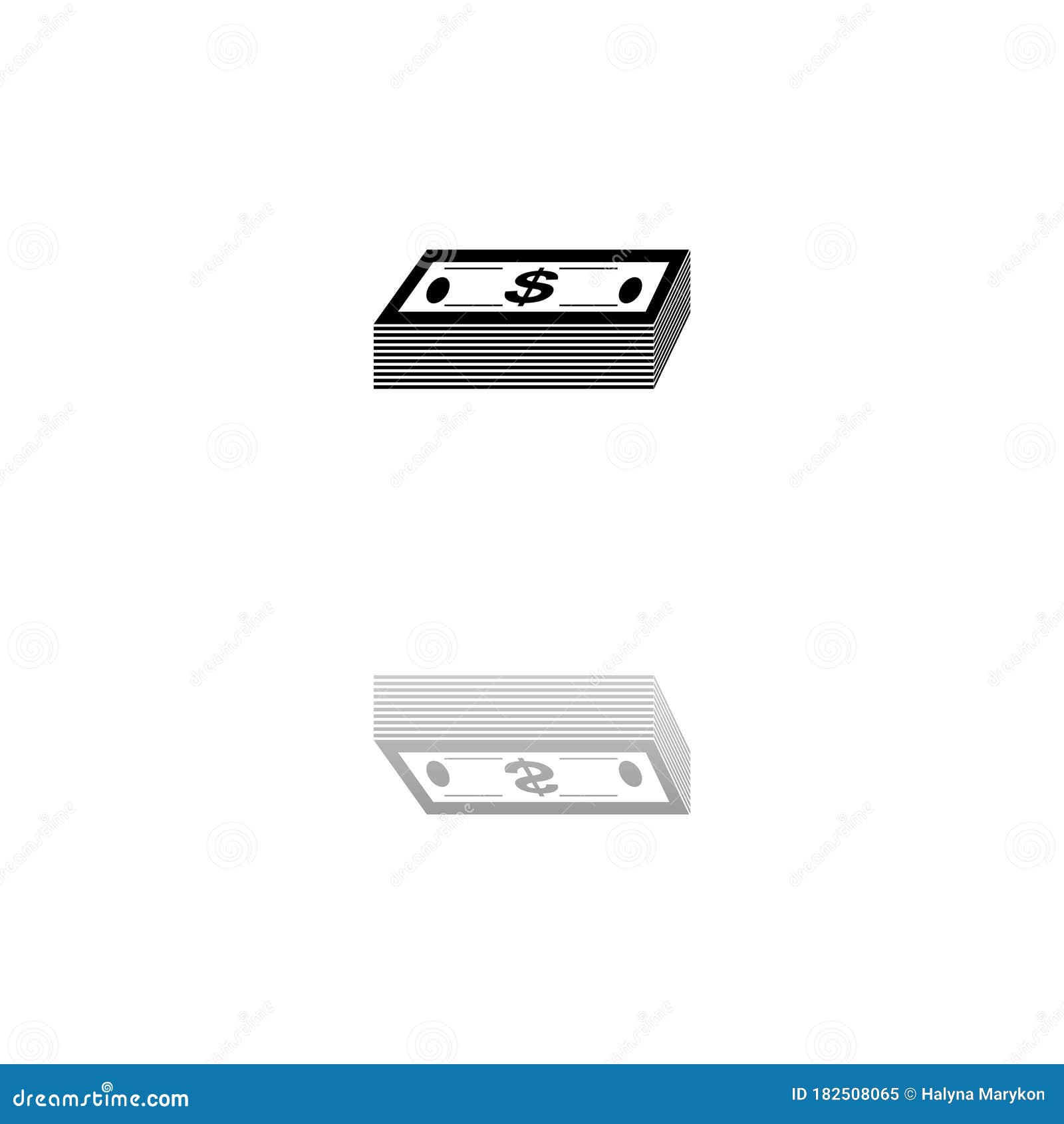 Bundle money icon flat stock illustration. Illustration of lightbulb ...